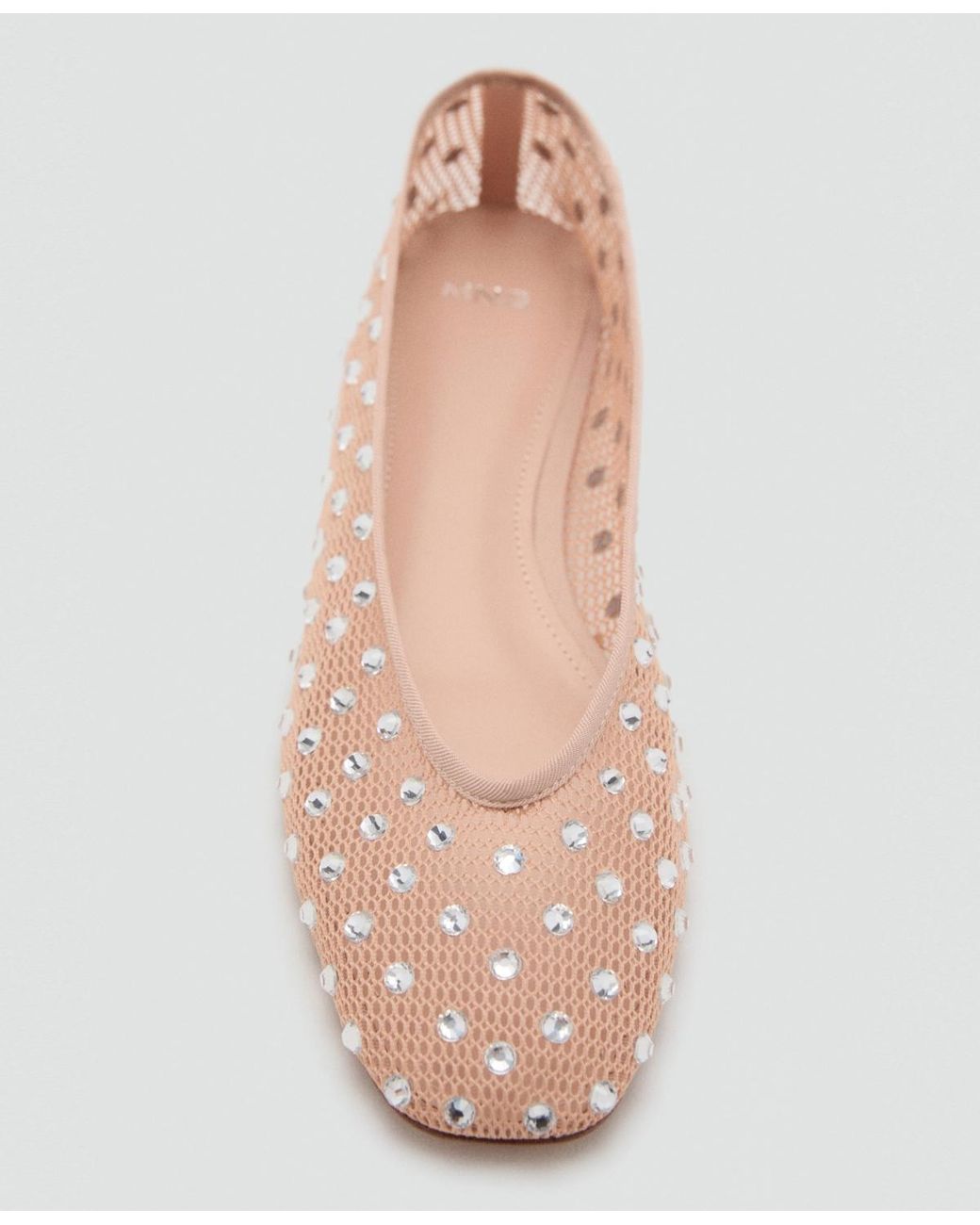Mango Mesh Strass Ballerina Flats in Pink | Lyst