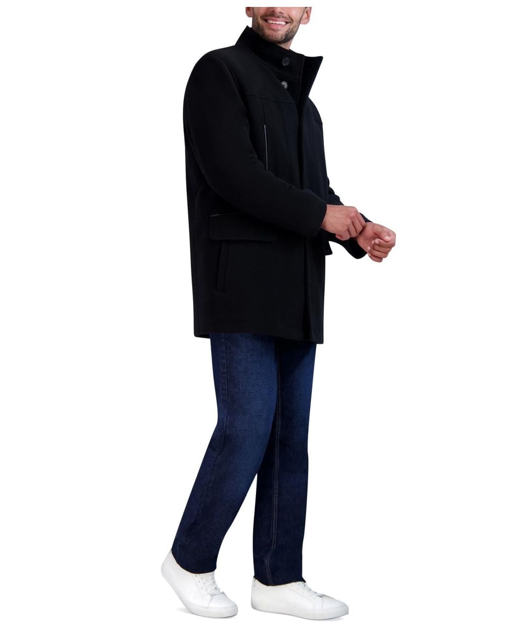 Cole Haan Heavy Plush Car Coat in Blue for Men | Lyst