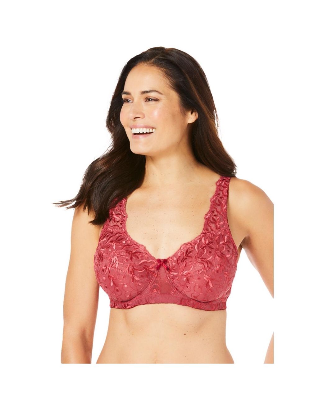 Amoureuse Plus Size Embroidered Underwire Bra in Pink | Lyst