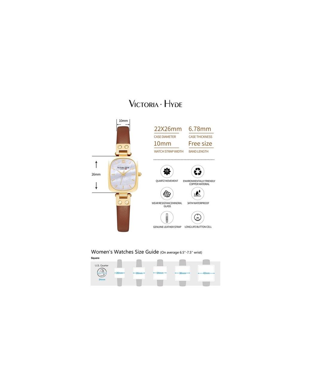 Victoria Hyde London Watch 22×26mm Rectangle Mother-of-pearl Or Brushed ...