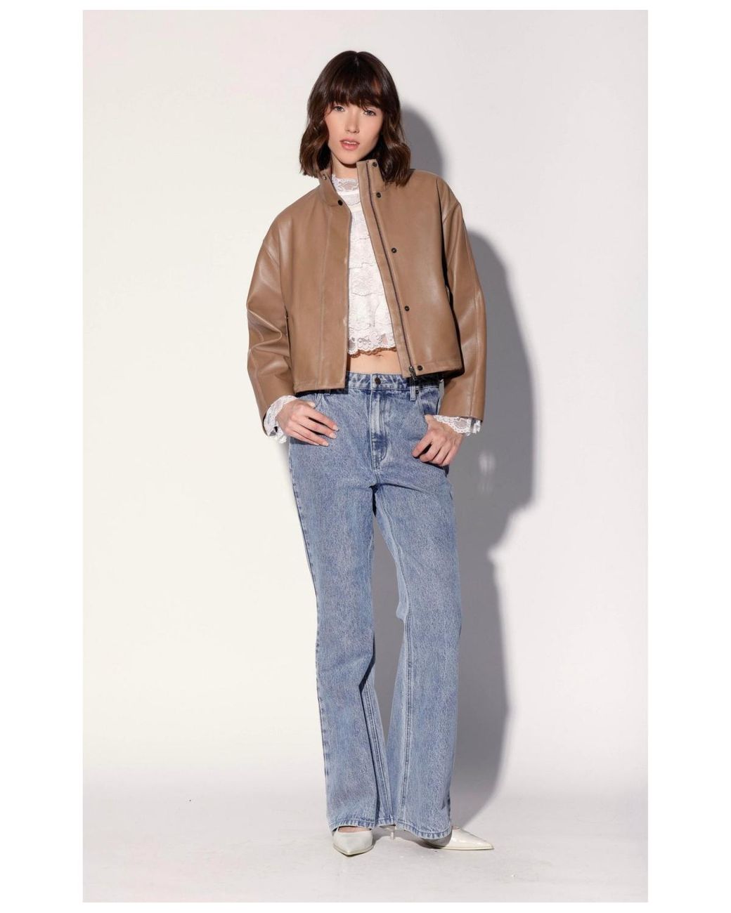 Walter Baker Roman Funnel-neck Lamb Leather Jacket in Brown | Lyst
