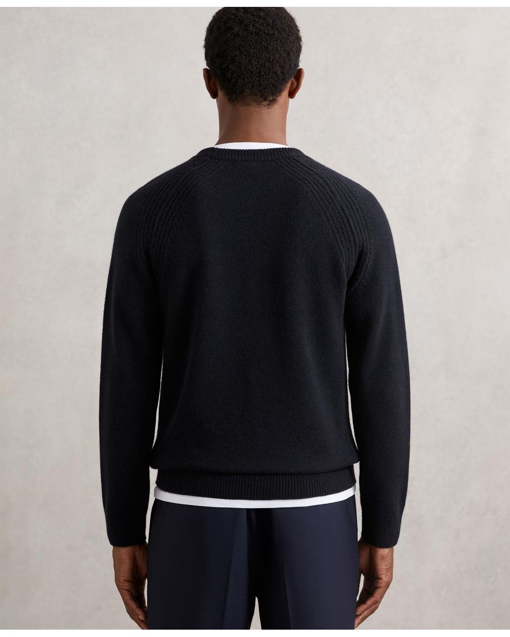 Reiss Wool-cashmere Reverse-seam Sweater in Black for Men | Lyst