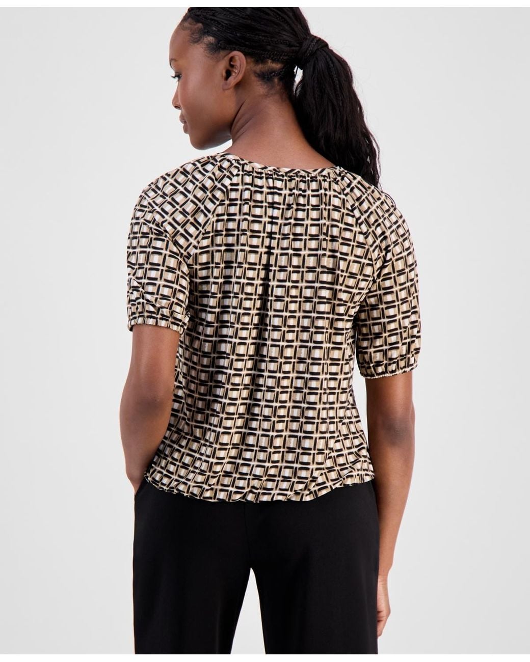 Anne Klein Essentials Anne Klein Essential Petite Keyhole-cutout Top | Lyst