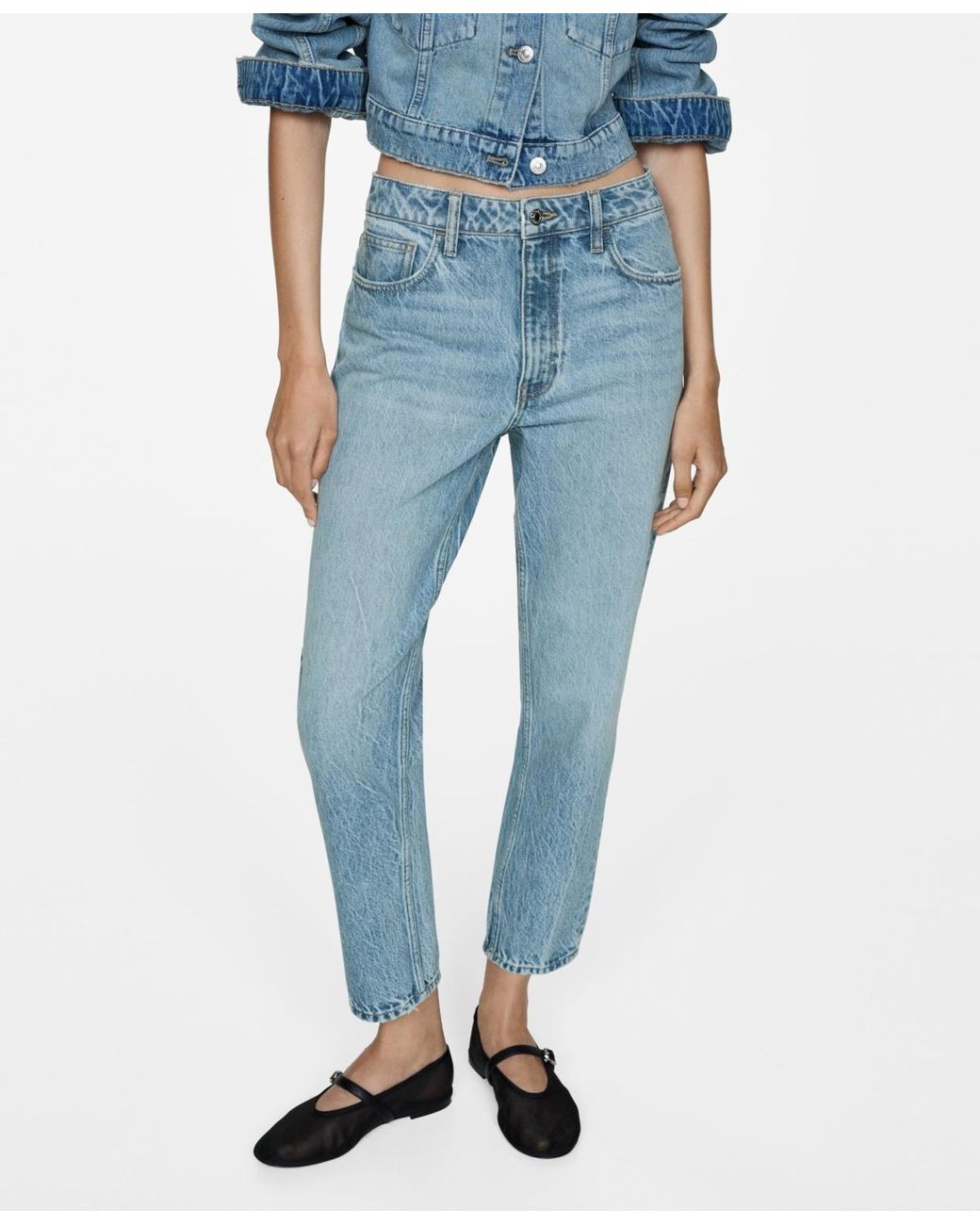 Mango Mom High Rise Jeans in Blue | Lyst