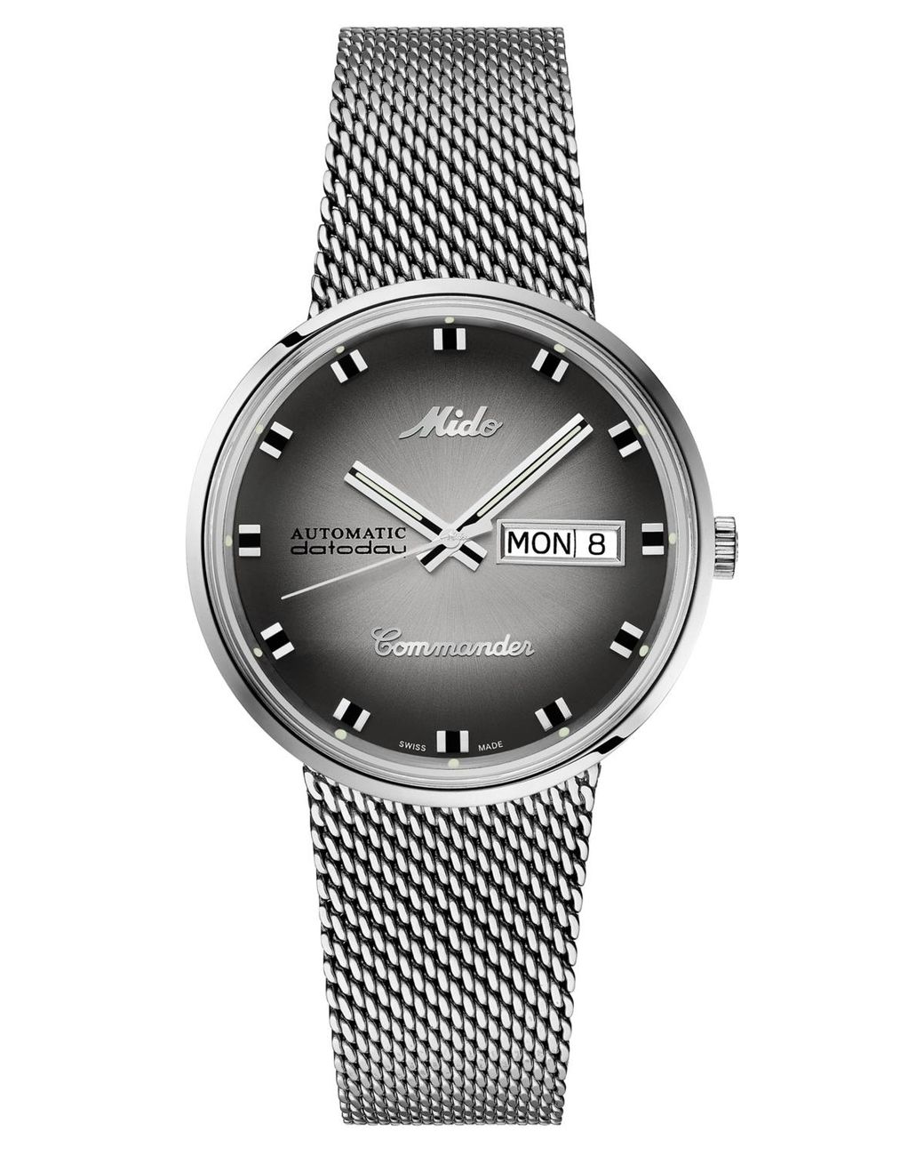 MIDO Swiss Automatic Commander Shade Mesh Bracelet Watch in Gray for ...