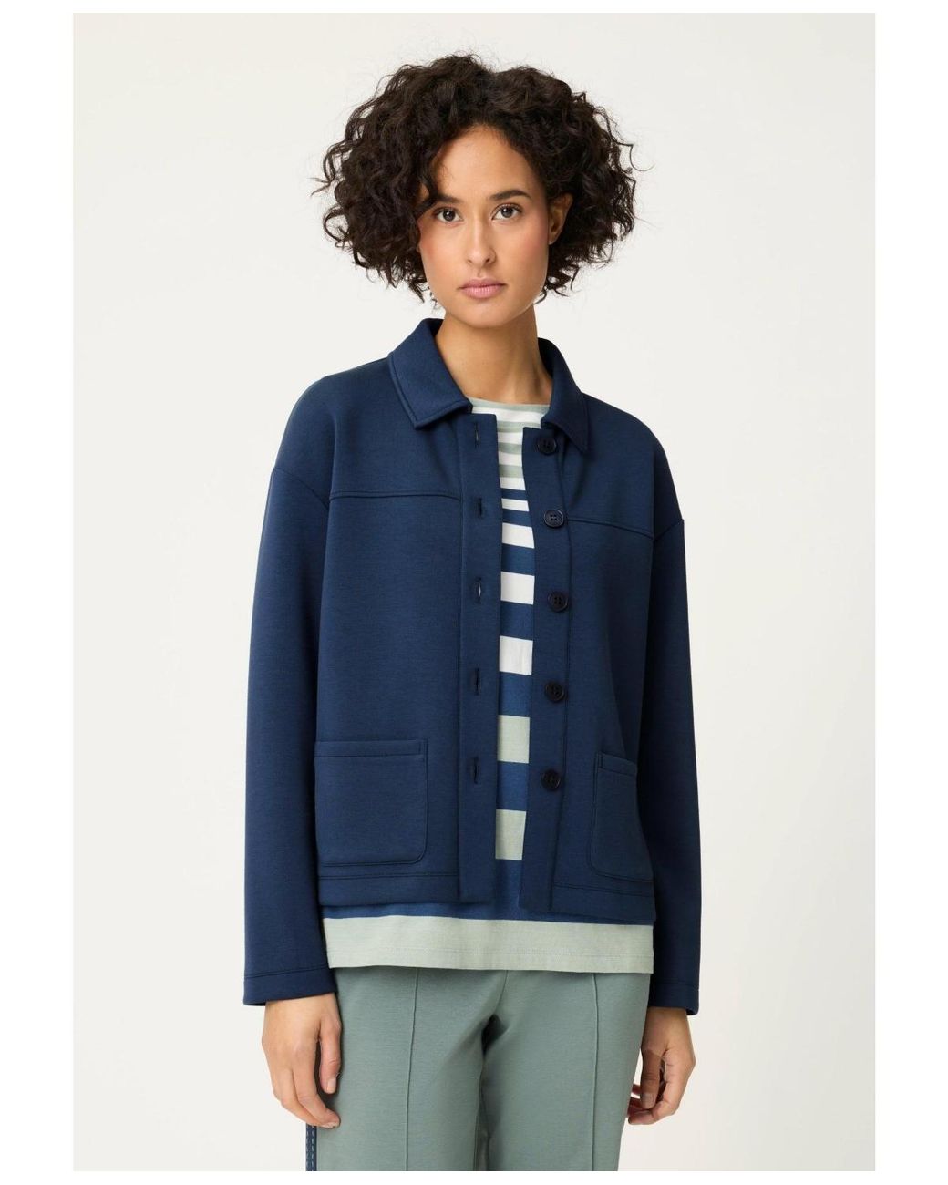 Olsen Scuba Knit Jersey Jacket in Blue | Lyst