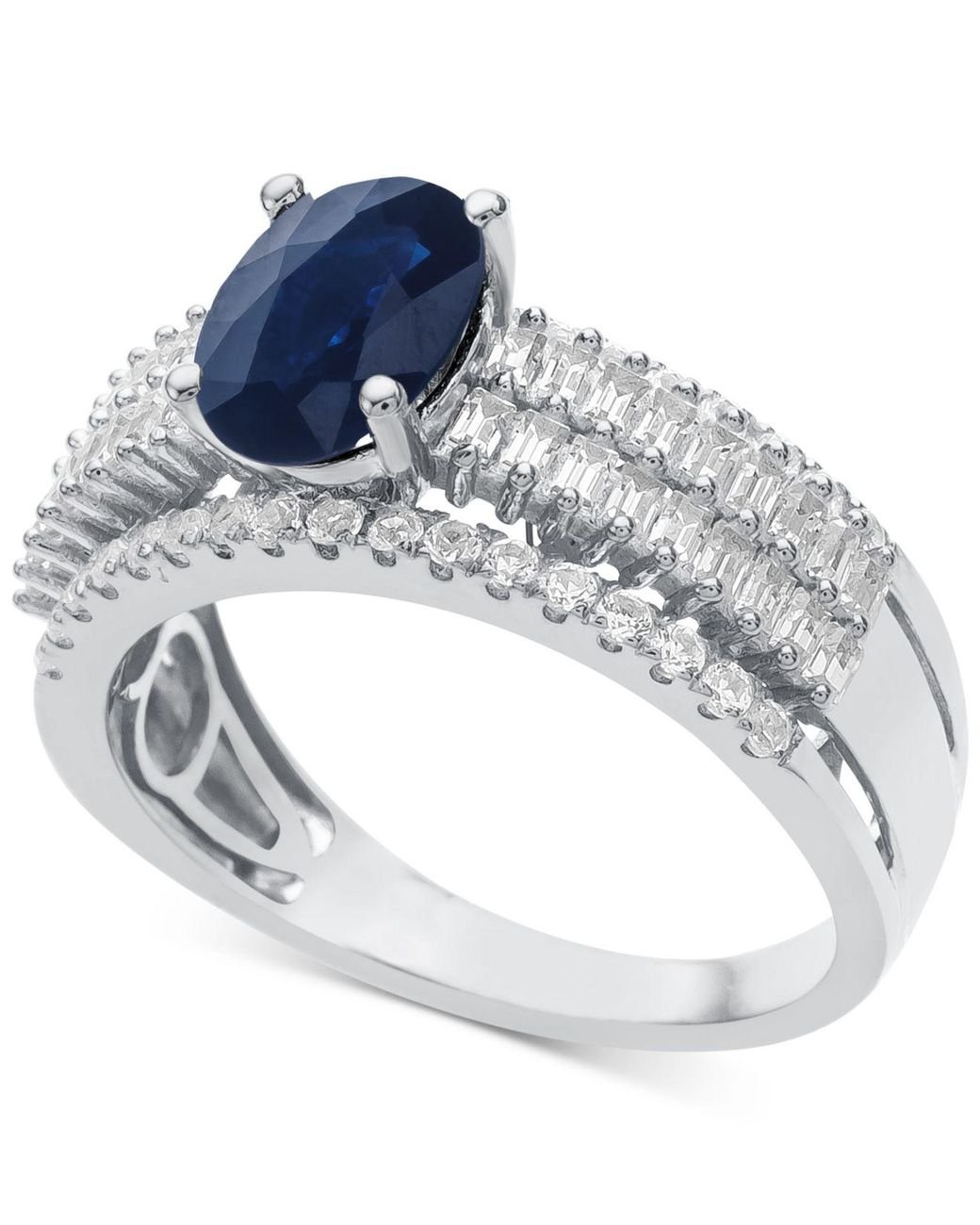 Macy's Sapphire (1-1/3 Ct. T.w.) & Diamond (5/8 Ct. T.w.) Ring In 14k ...