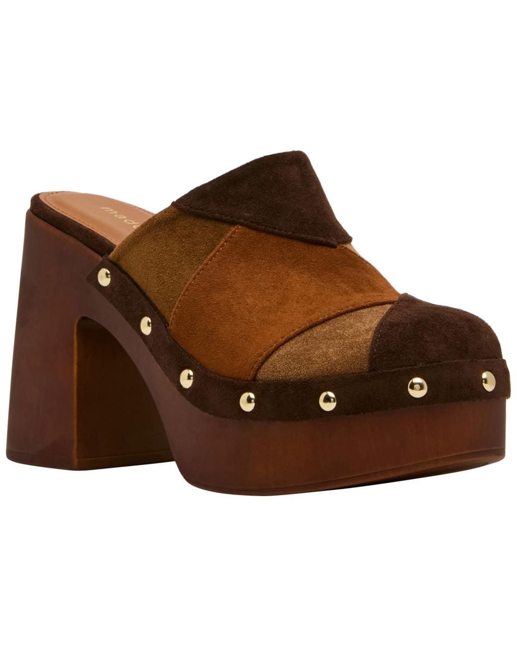 Madden Girl Austin-p Patch Studded Wooden Platforms Mules Clogs in ...