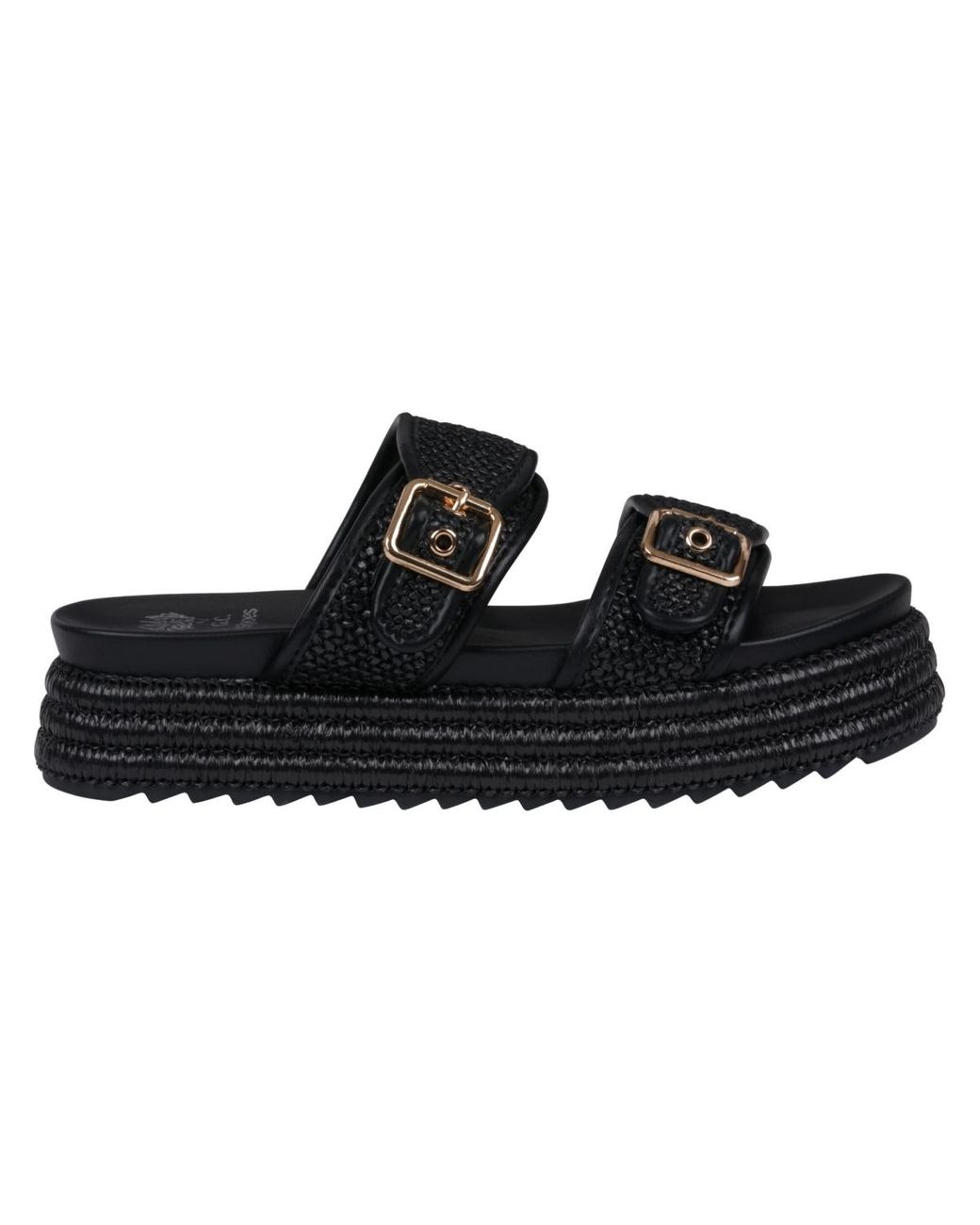 Gc Shoes Lorena Woven Double Band Slide Platform Sandals in Black | Lyst
