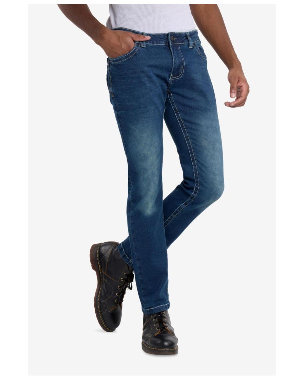 Cultura Modern Fit Saddle Stitch Jeans in Blue for Men | Lyst