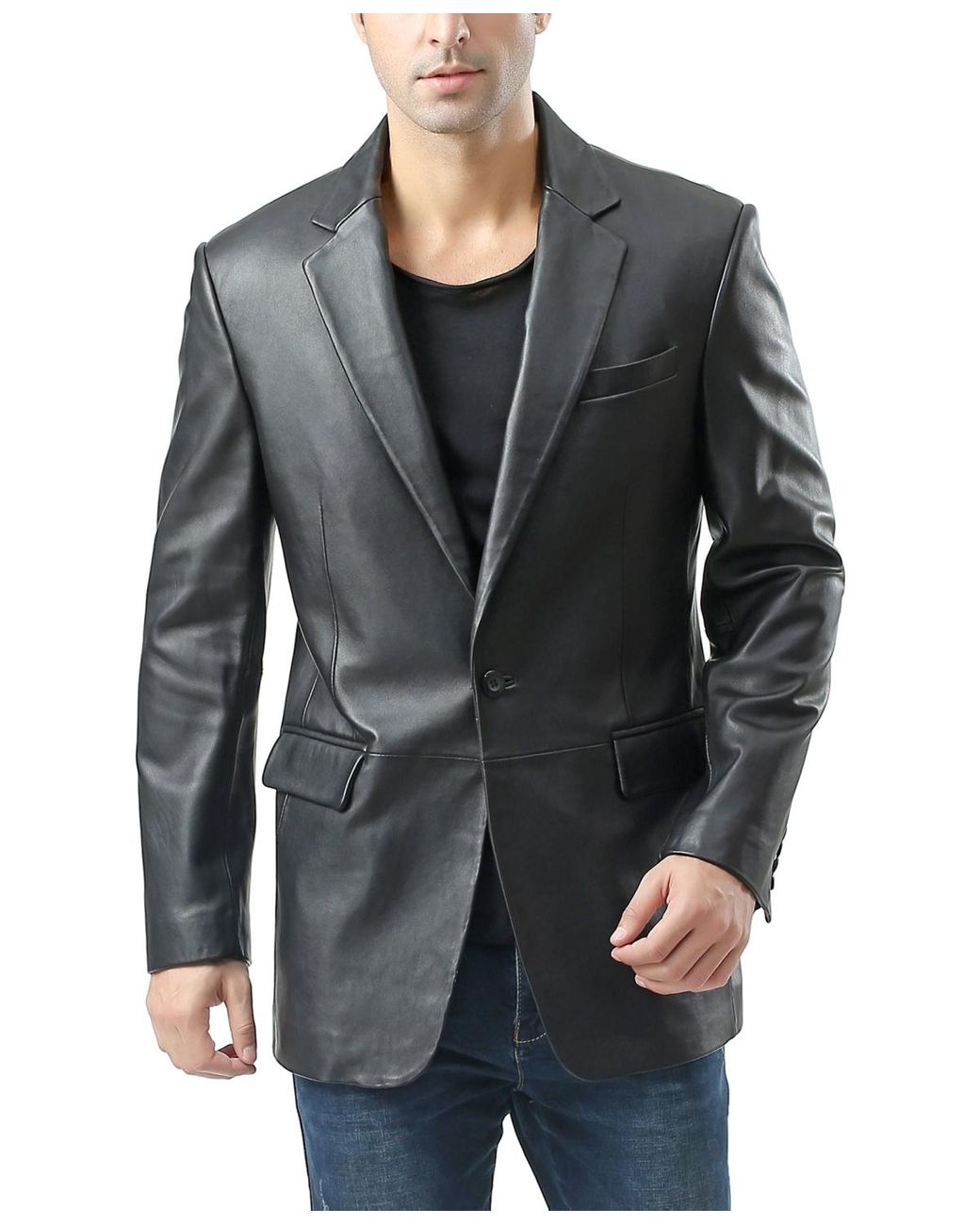 BGSD Men Nicholas One-button Leather Blazer in Black for Men | Lyst