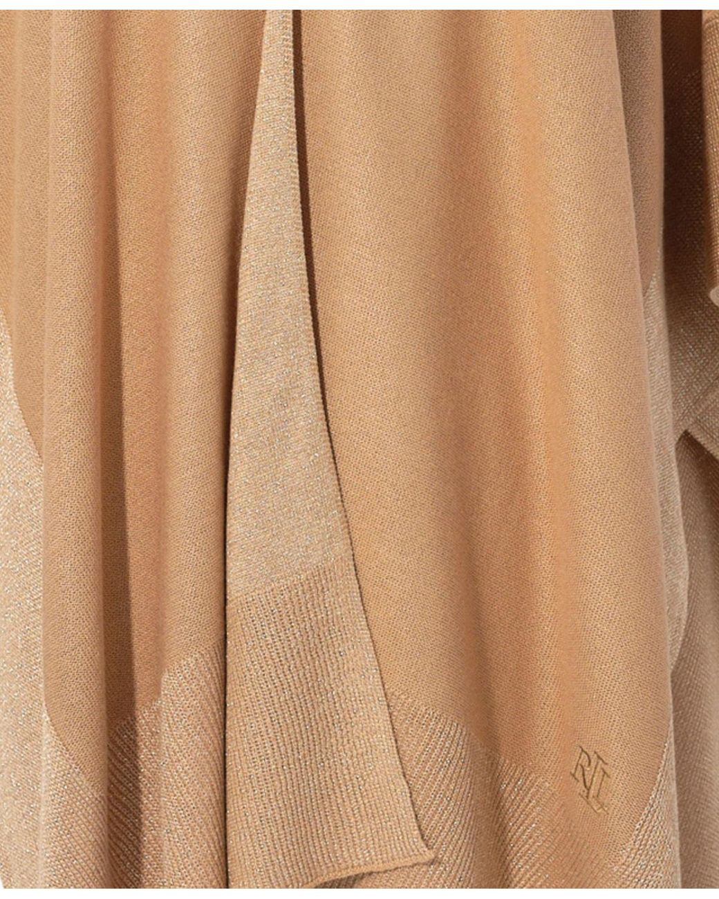 Ralph Lauren Shine Border Tissue Weight Ruana Wrap in Natural | Lyst