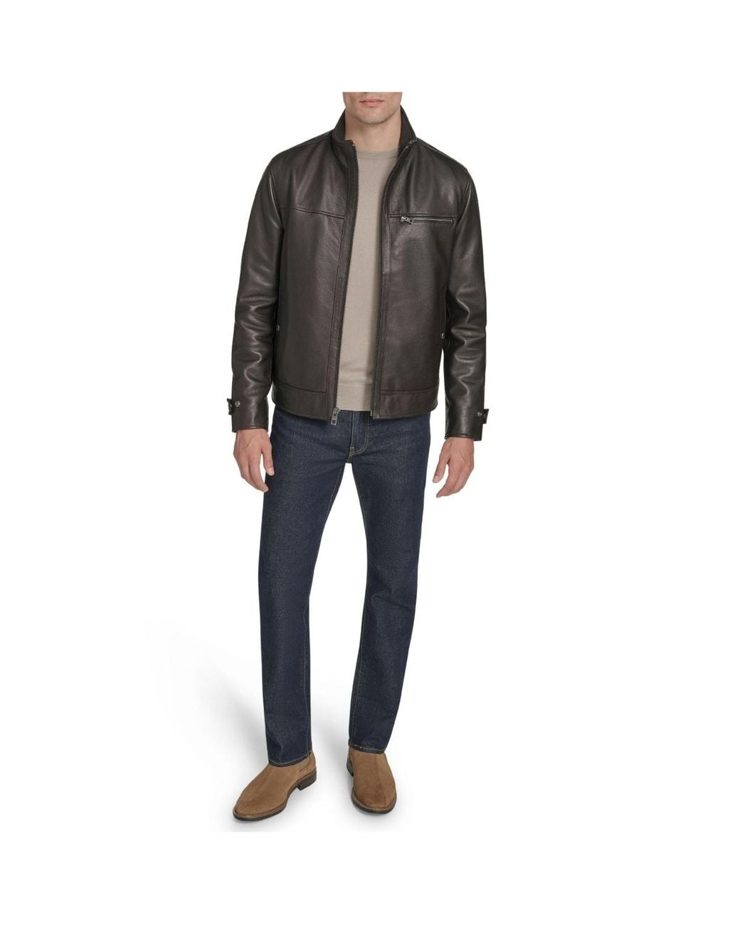 Andrew Marc Black Label Skeld Leather Jacket in Black for Men | Lyst
