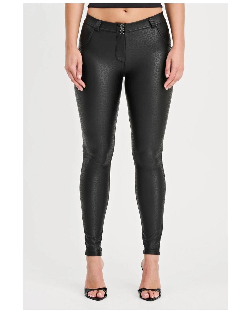 Freddy Panther Faux Leather Mid-rise Sculpting Pants in Black | Lyst