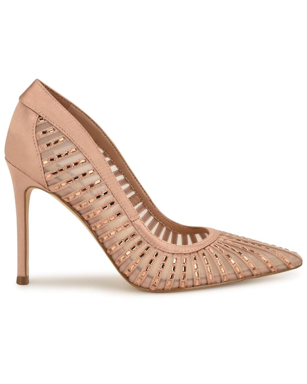 Nine West Feresah Embellished Mesh Stiletto Dress Pumps in Natural | Lyst