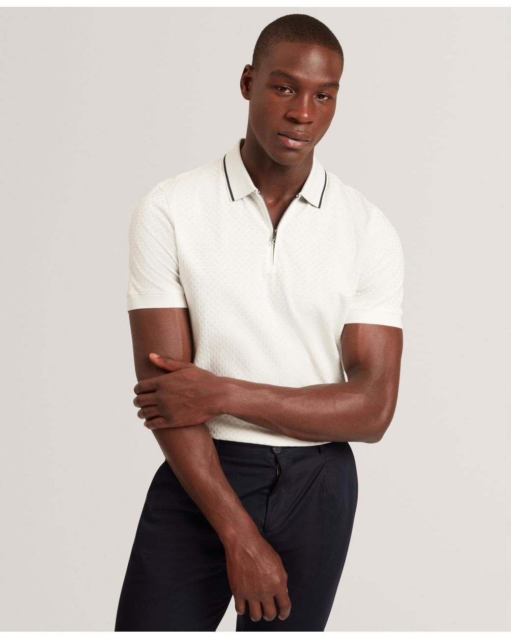 Ted Baker Cophen Short-sleeve T-stitch Polo Shirt in White for Men | Lyst