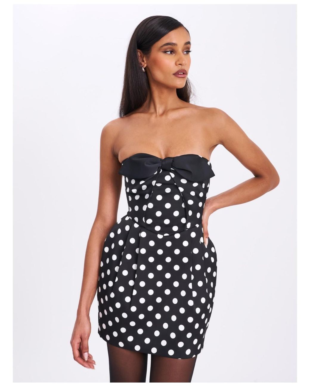 Miss Circle Tahira Polka Strapless Mini Dress in Blue | Lyst