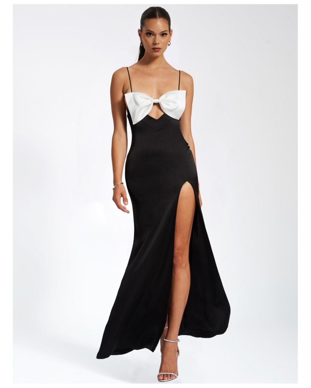 Miss Circle Eleanor And White Bow Satin Gown | Lyst