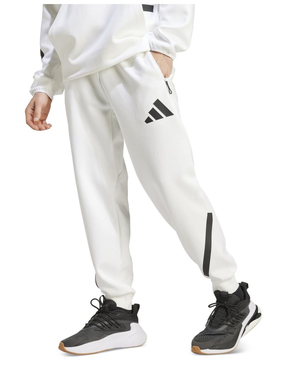 adidas Z.n.e. Elastic Drawstring Logo Track Pants in White for Men | Lyst