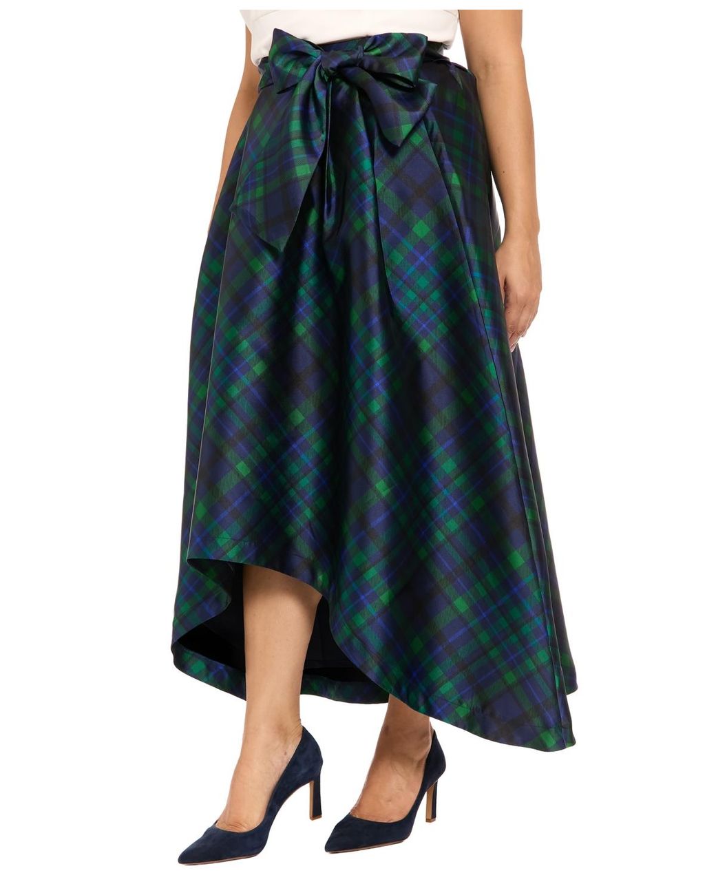 Muse Plus Size High-low Plaid Ball Gown Skirt in Blue | Lyst