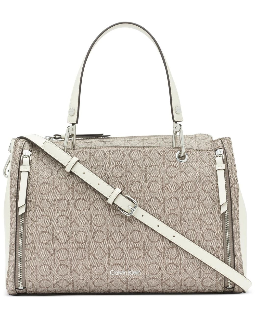 Calvin Klein Garnet Signature Triple Compartment Top Zipper Satchel in ...
