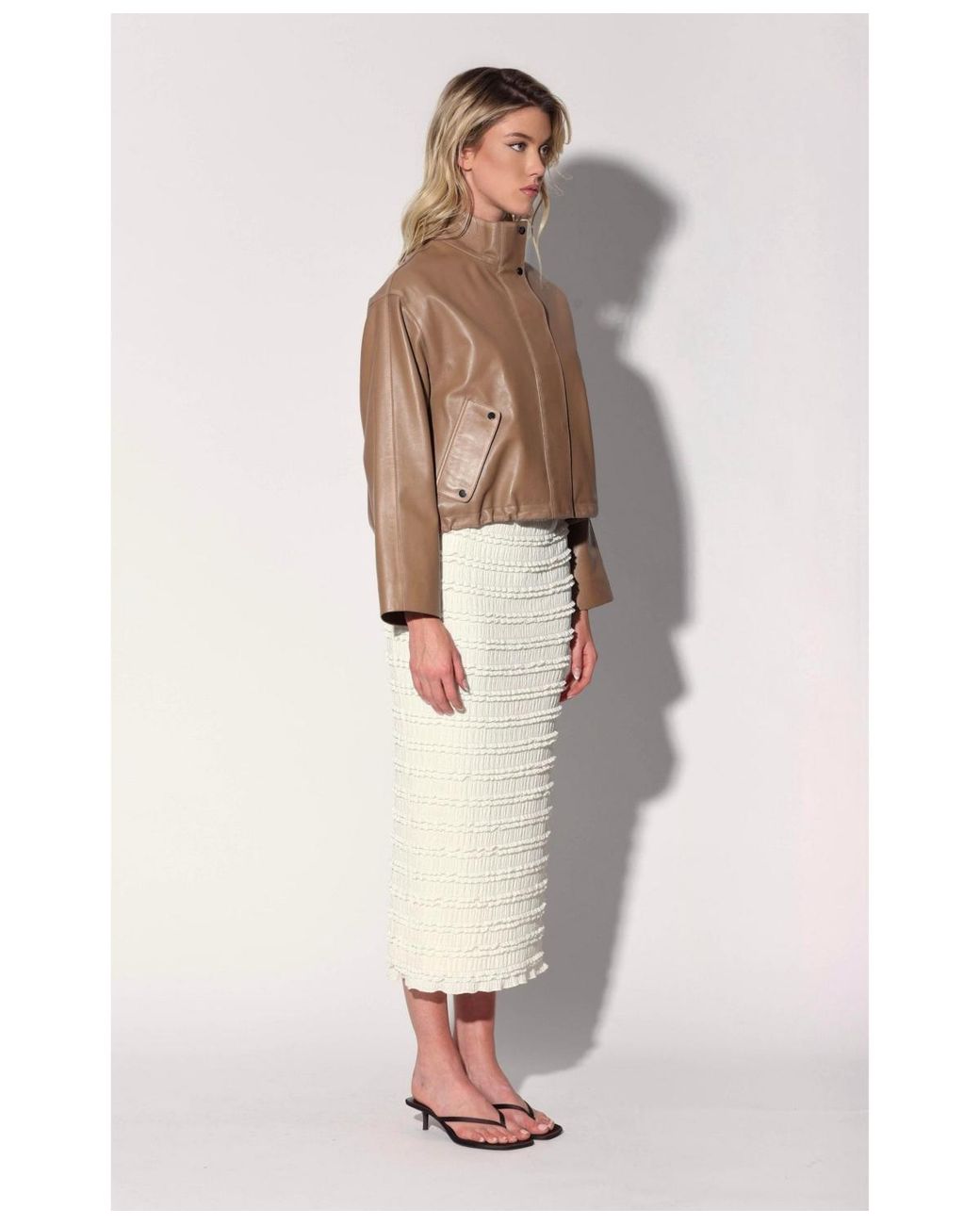 Walter Baker Roman Funnel-neck Lamb Leather Jacket in Brown | Lyst