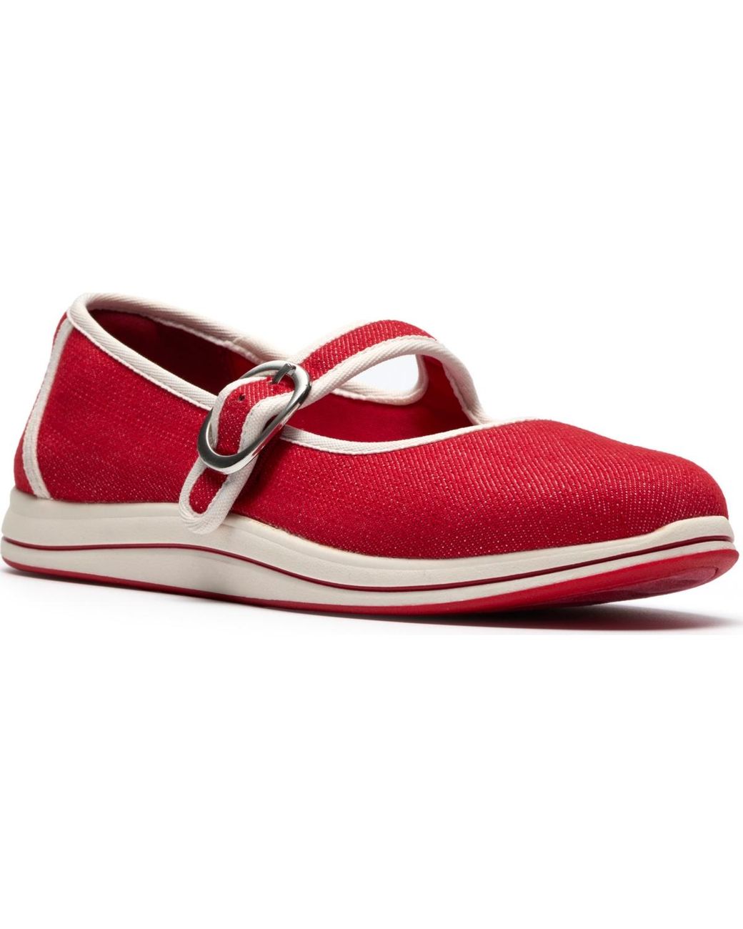 Clarks Breeze Janey Round Toe Flats in Red | Lyst