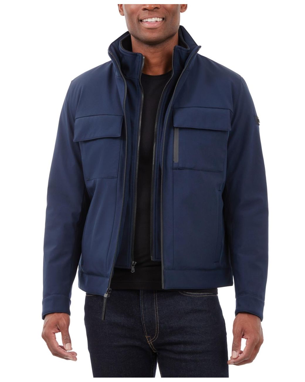 Michael Kors Pocket Polyester Soft Shell Jacket in Blue for Men | Lyst