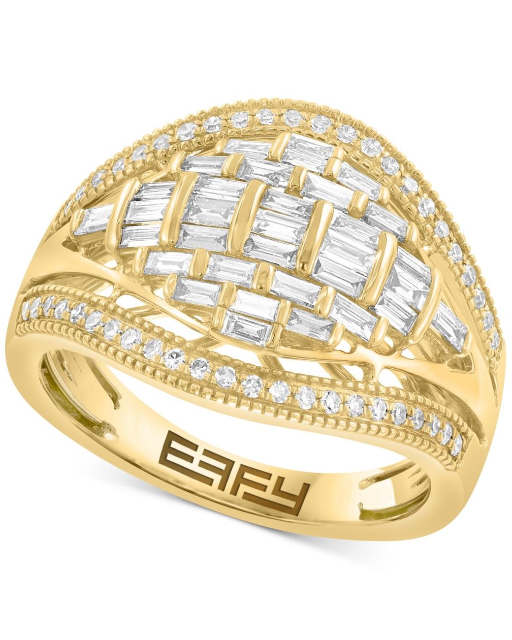 Effy Effy Diamond Round & Baguette Curved Statement Ring (5/8 Ct. T.w ...