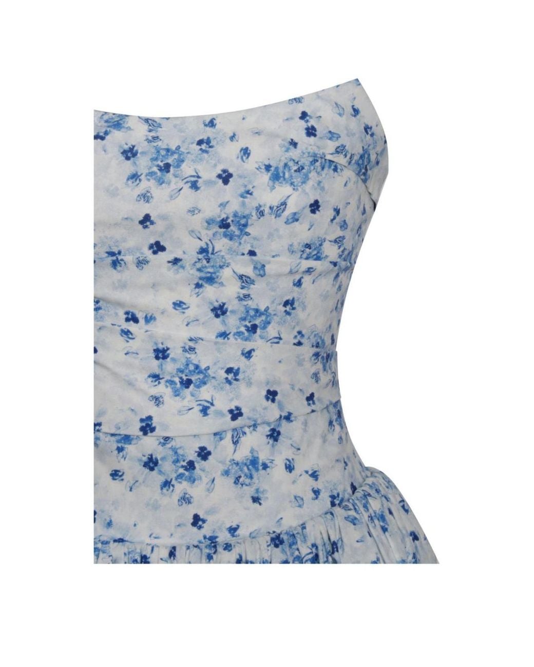Miss Circle Paloma Blue Print Linen Corset Draping Top Midi Dress | Lyst