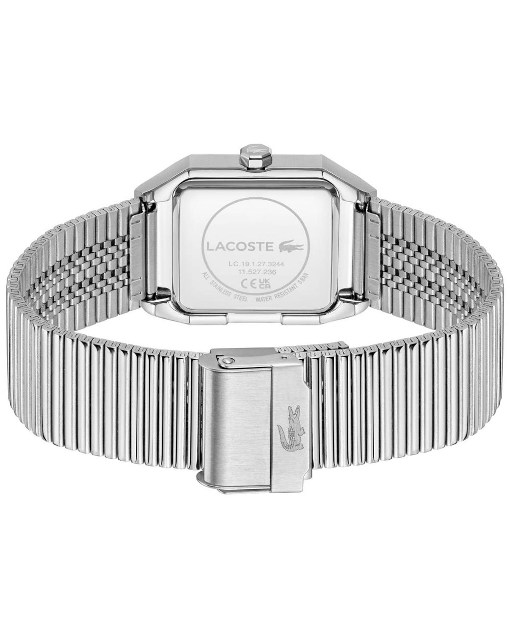 Lacoste Rene Silver Tone Stainless Steel Mesh Bracelet Watch in Green ...