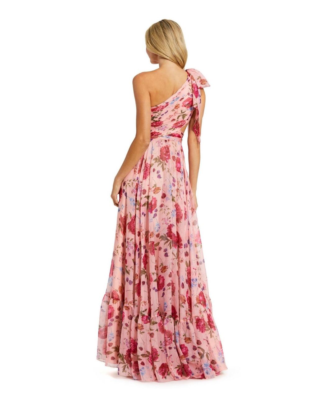 Mac Duggal One Shoulder Floral Maxi Gown in Red | Lyst
