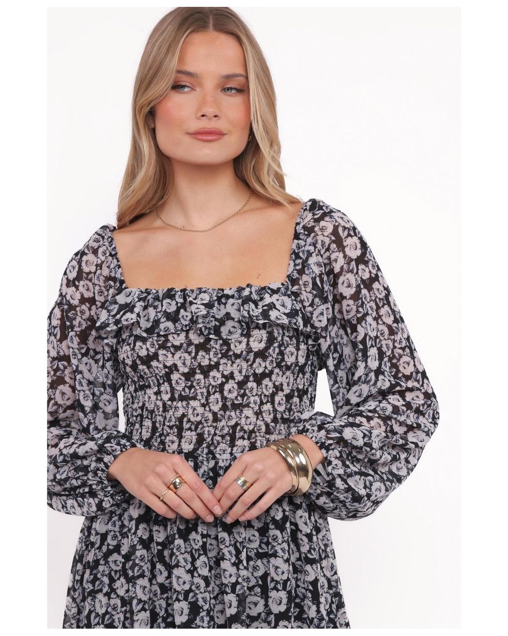 Petal & Pup Faith Long Sleeve Maxi Dress in Blue | Lyst