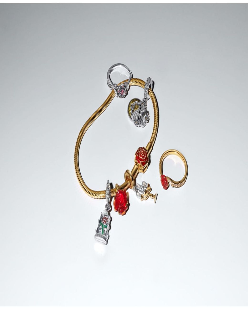 PANDORA Disney Beauty And The Beast Enchanted Rose Ring in White | Lyst