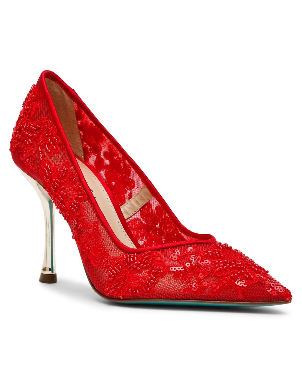 Betsey Johnson Jenii Pointed-toe Mesh Stiletto Pumps in Red | Lyst