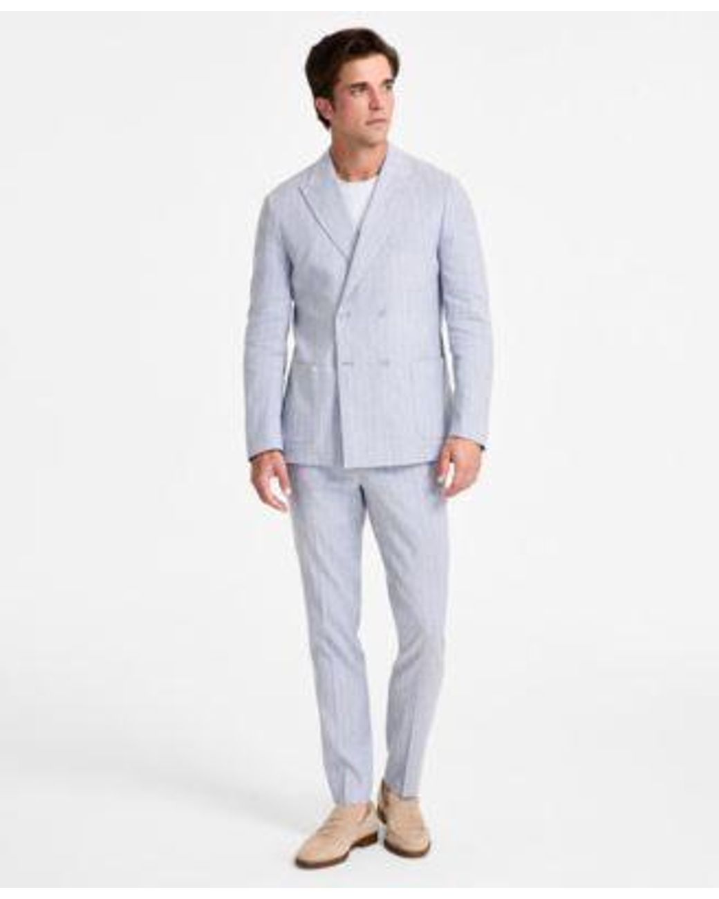 Calvin Klein Slim Fit Double Breasted Suit Separates in Blue for Men | Lyst