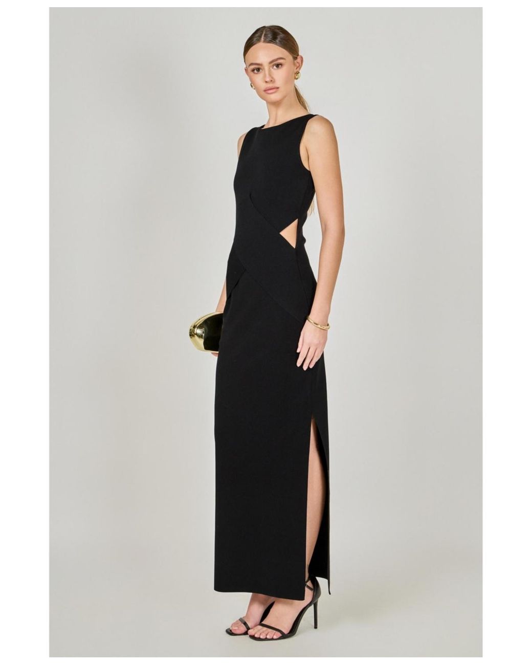 Endless Rose Hip Cut Out Maxi Dress in Black | Lyst