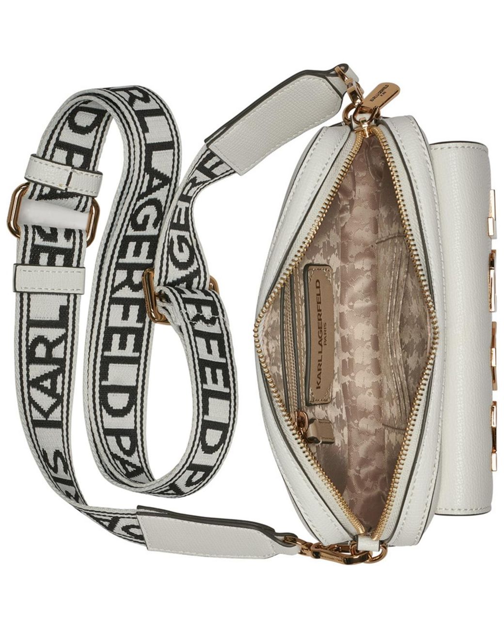KARL LAGERFELD Maybelle Mini Top Zip Crossbody Bag in White | Lyst