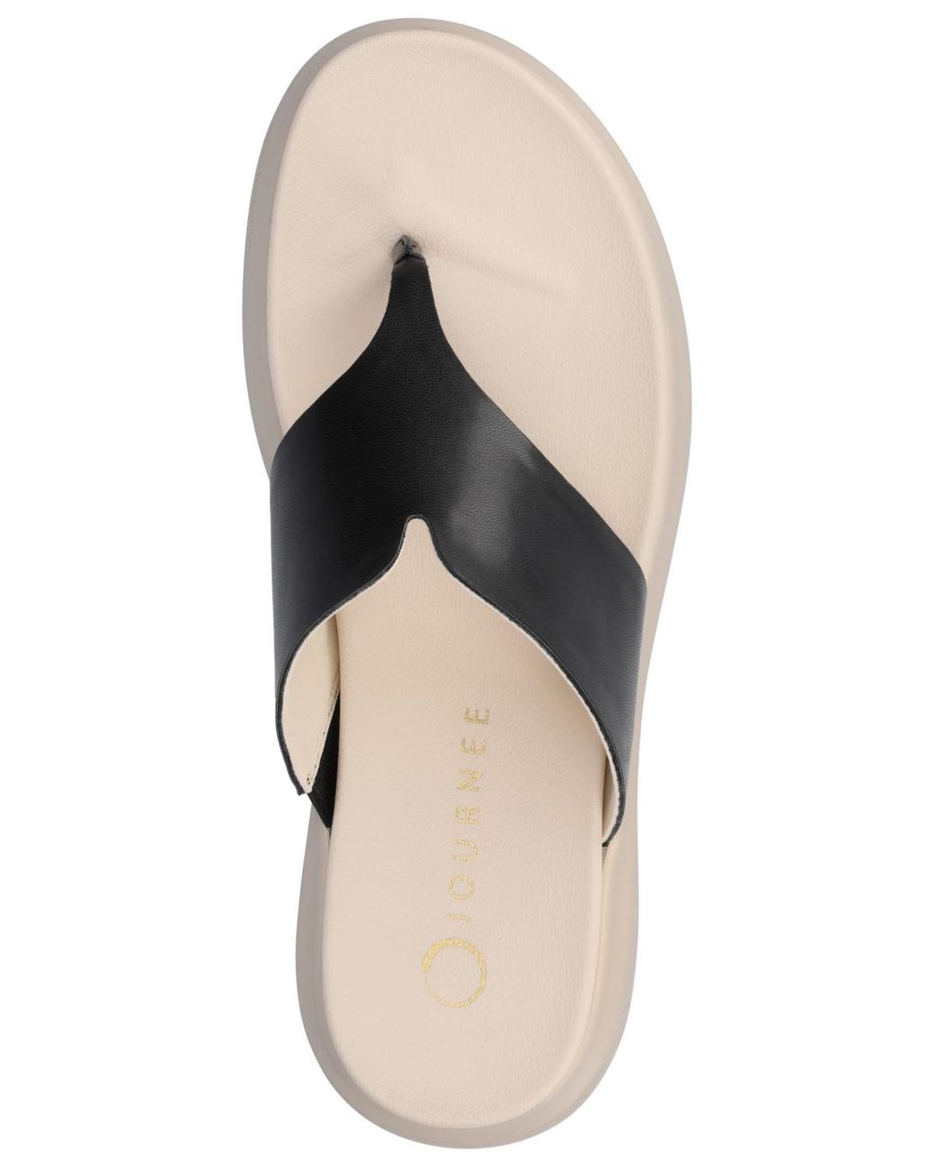 Journee Collection Carah Thong Platform Wedge Sandals in Black | Lyst