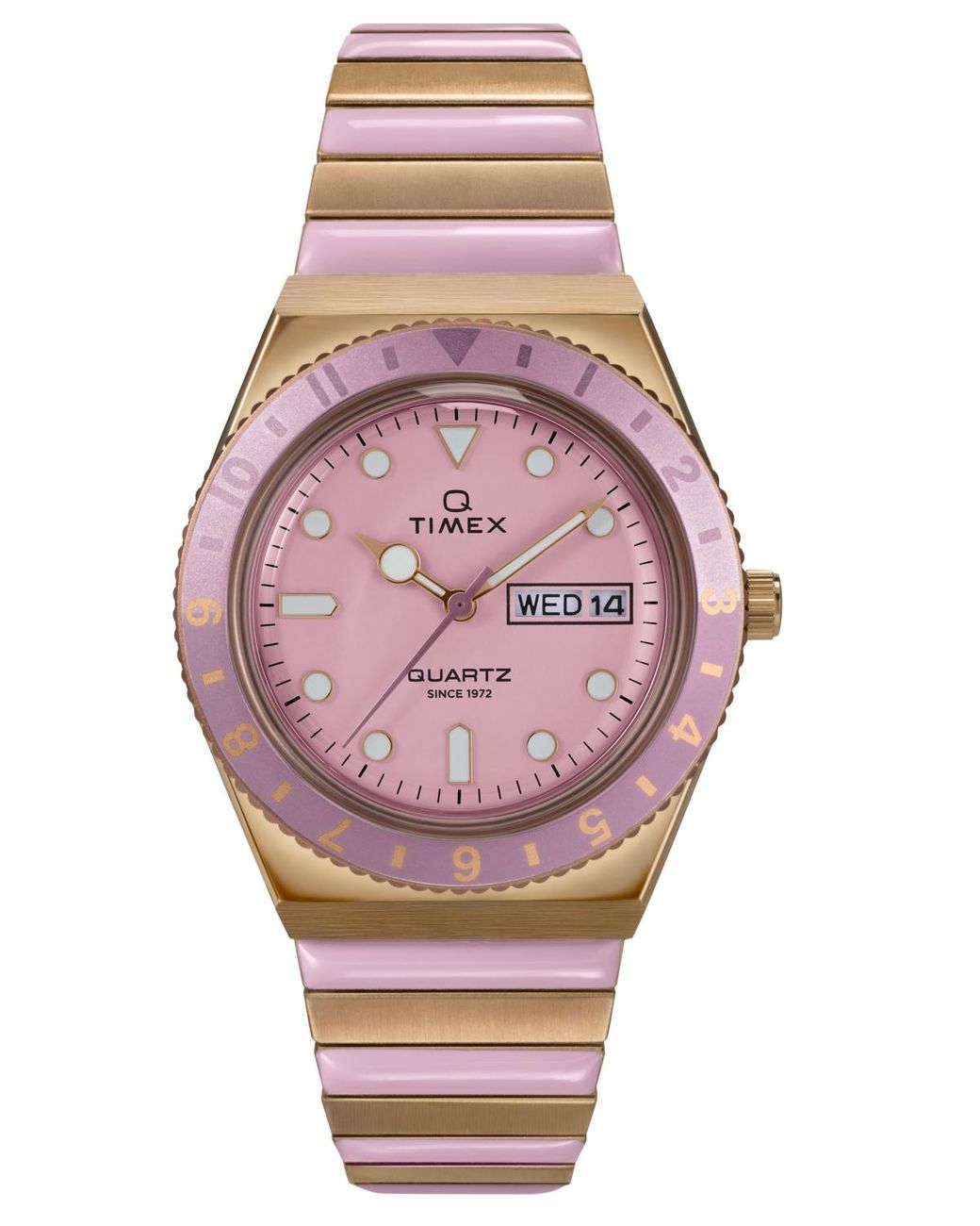 Timex Quartz Analog Stainless Steel Watch in Pink | Lyst