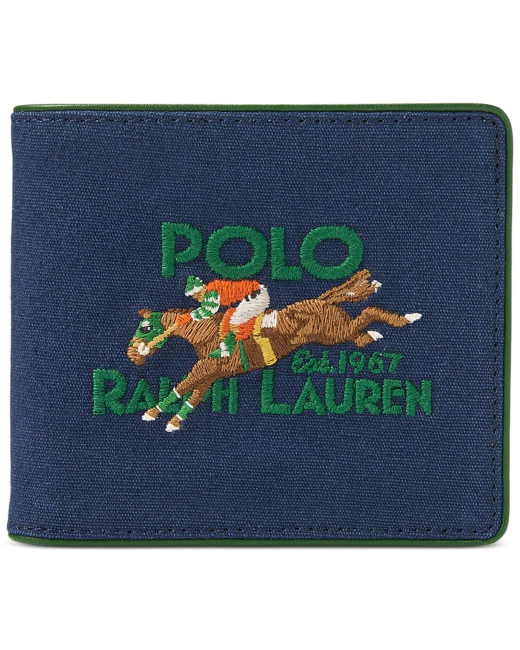 Polo Ralph Lauren Equestrian Canvas & Leather Wallet in Blue for Men | Lyst