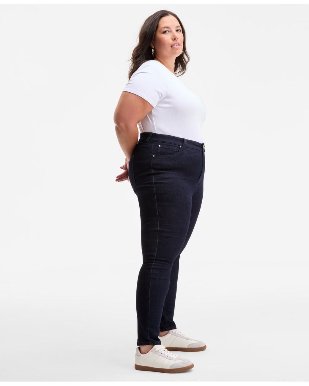 On 34th Trendy Plus Size High-rise Skinny Jeans in Blue | Lyst