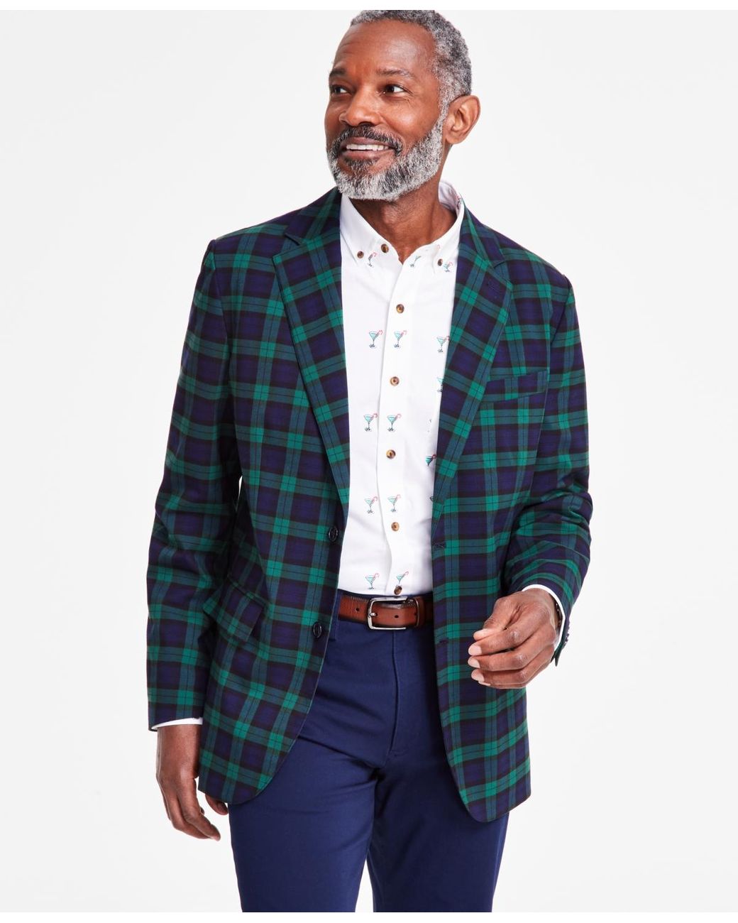 Club Room Scott Plaid Blazer in Blue for Men | Lyst