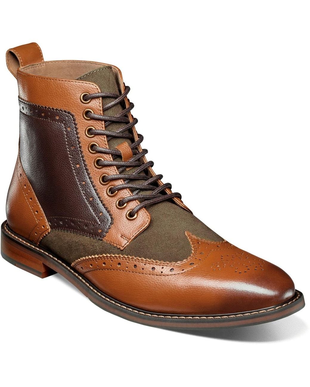 Stacy Adams Finnegan Wingtip Lace Boots in Brown for Men | Lyst