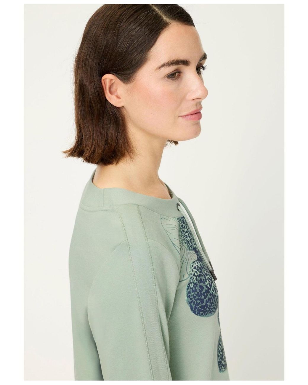 Olsen Placement Print Jersey Top in Blue | Lyst