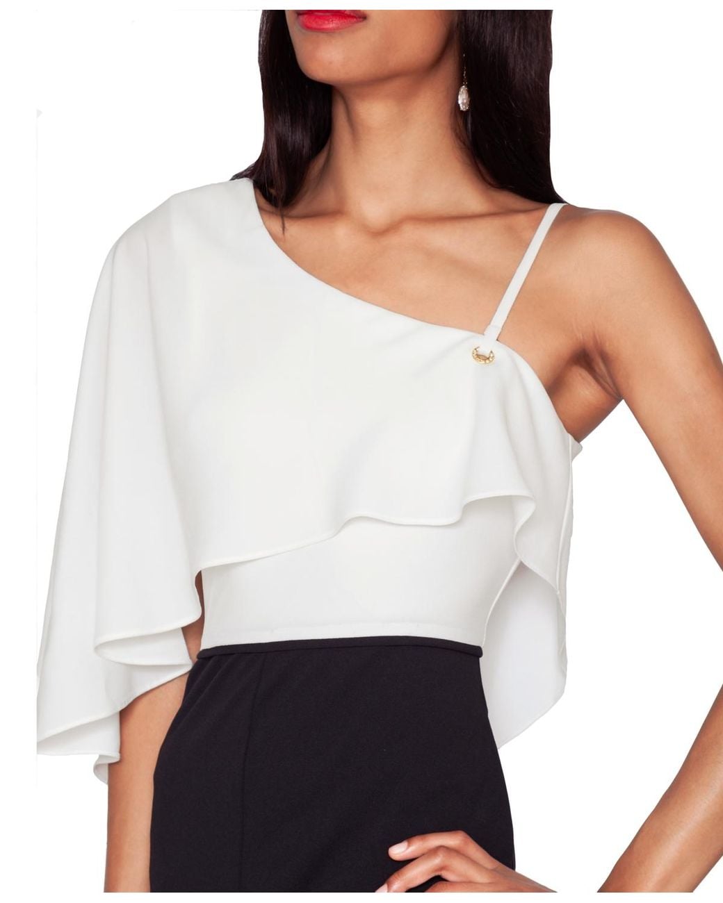 White Tie By Shani One-shoulder Cape Jumpsuit in Blue | Lyst