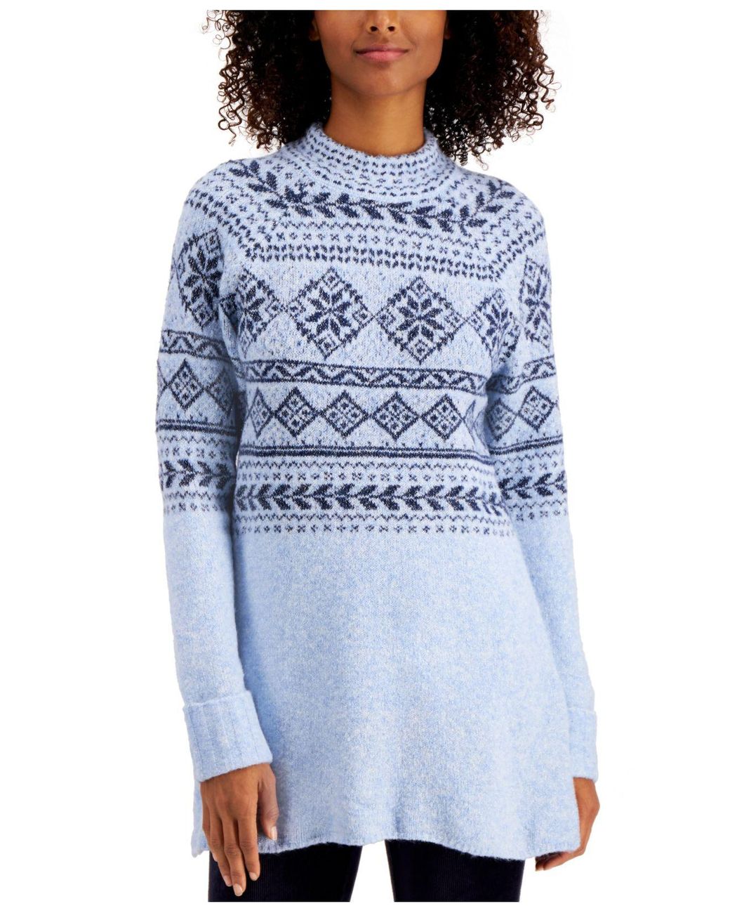 Style And Co Synthetic Fair Isle Tunic Sweater Created For Macys In