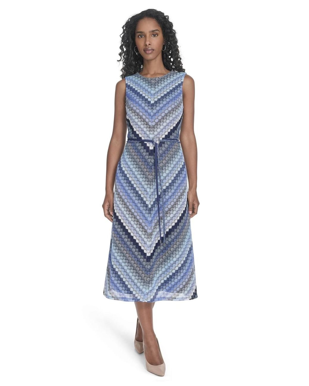 Jessica Howard Sleeveless Lace Midi Dress in Blue | Lyst