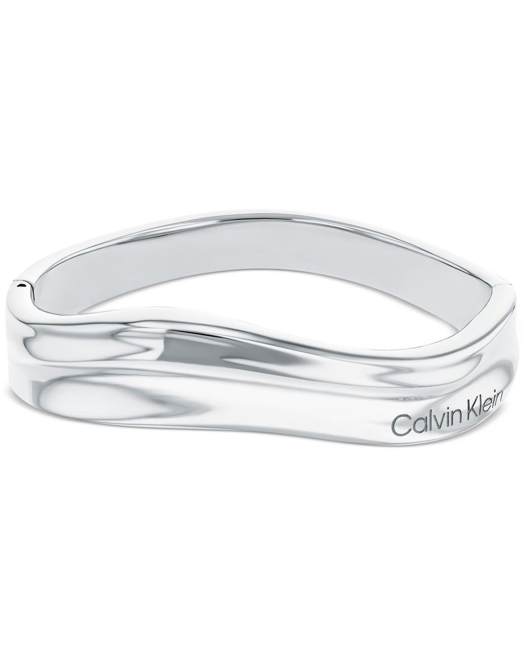 Calvin Klein Stainless Steel Logo Structural Bangle Bracelet in White ...
