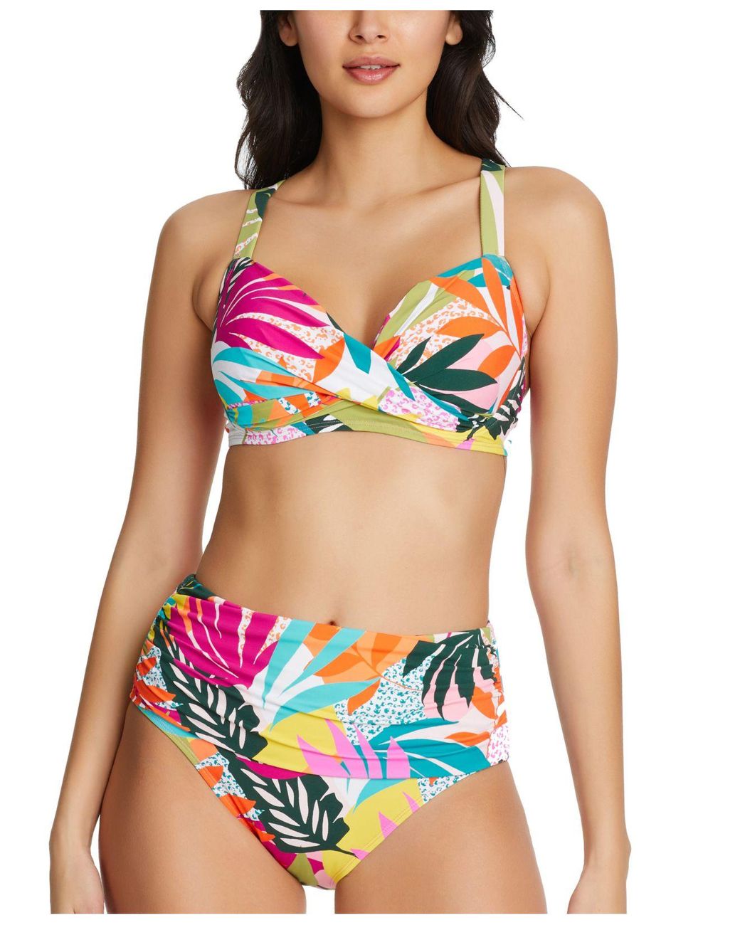 Bleu Rod Beattie Wild At Heart Over The Shoulder Bikini Top Shirred Hi